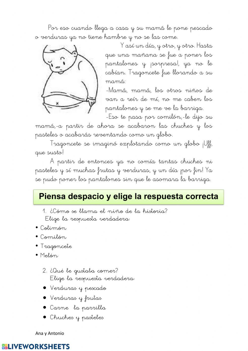 Comilón worksheet | Live Worksheets