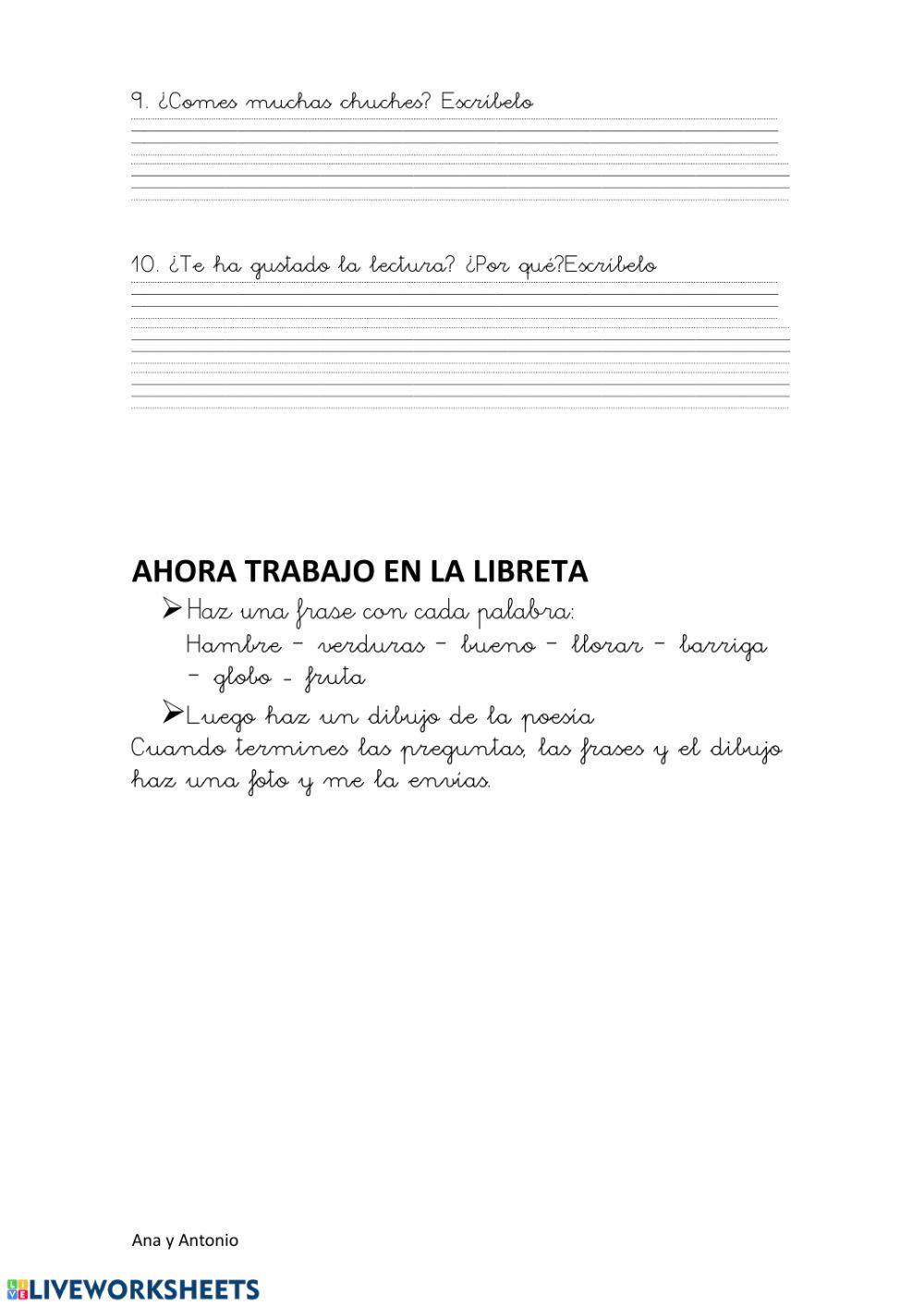 Comilón worksheet | Live Worksheets