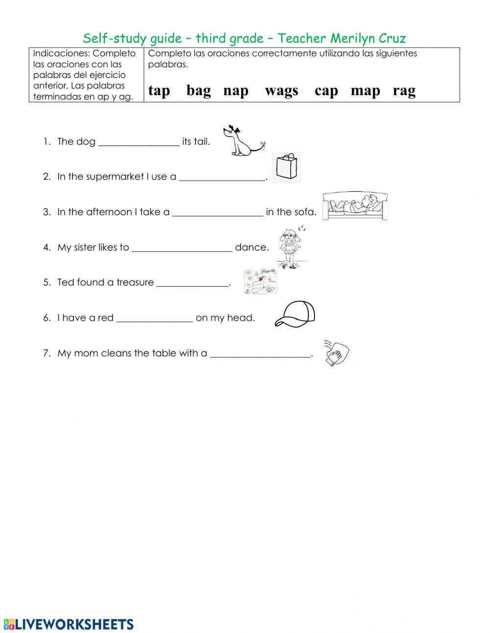 Ag family words | Merilyn | Live Worksheets