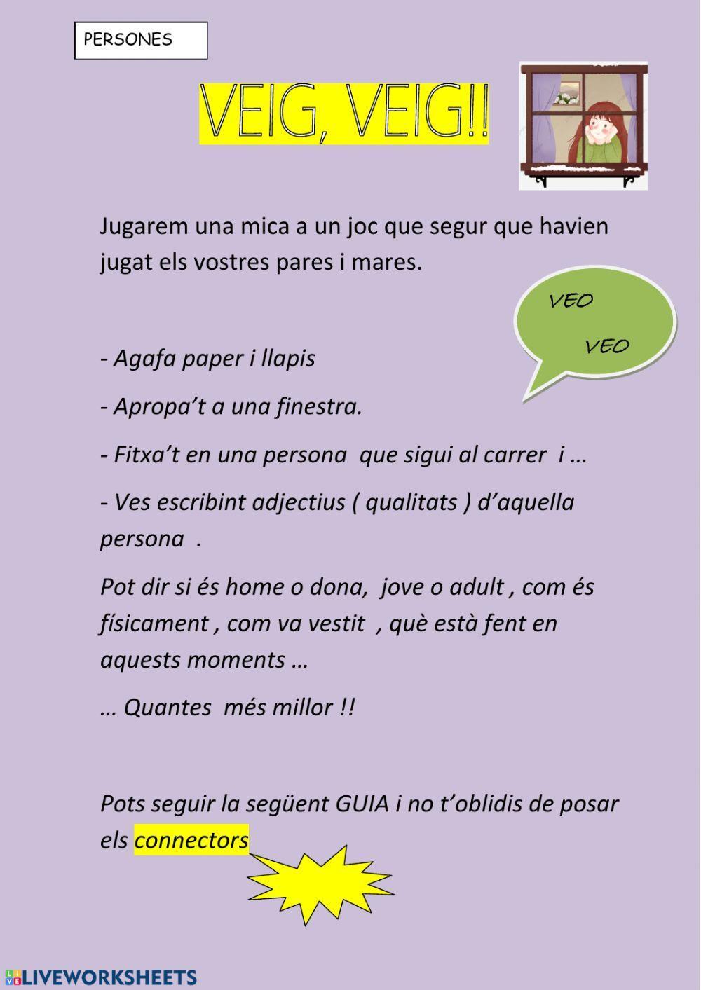 Veig veig persones worksheet | Live Worksheets