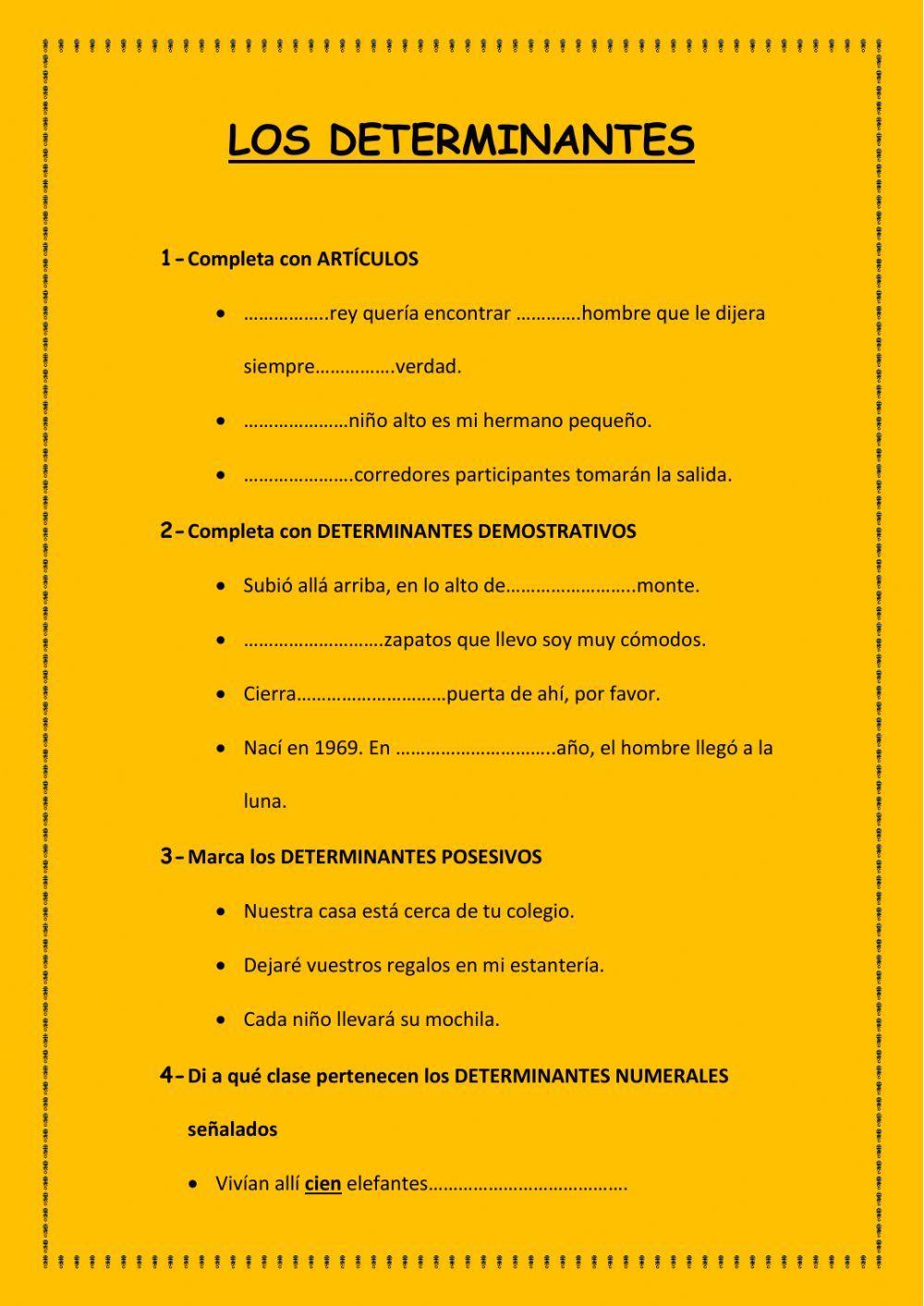 Los determinantes online worksheet | Live Worksheets