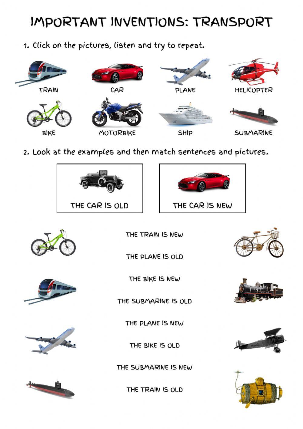 Pdf online worksheet: Transport | Live Worksheets