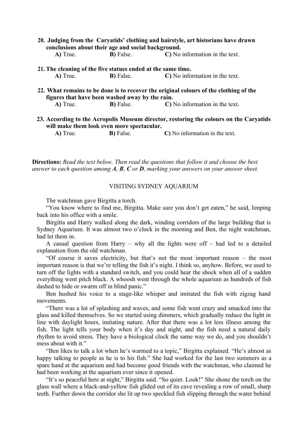 State Exam practice TEST 14 worksheet | Live Worksheets