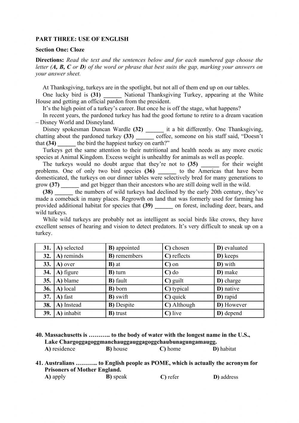State Exam practice TEST 14 worksheet | Live Worksheets