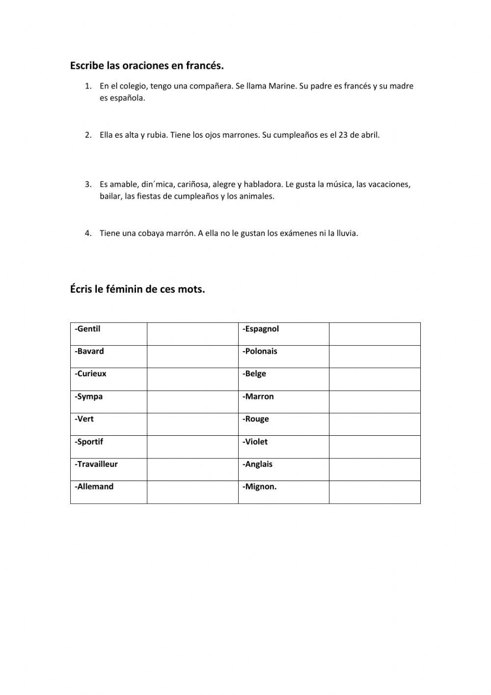 traduis et adje… | Free Interactive Worksheets | 171424