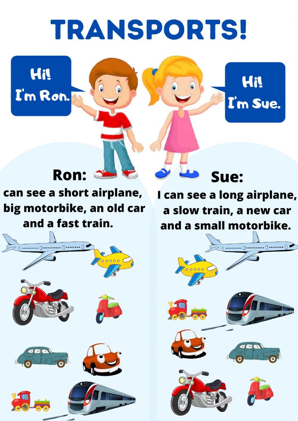 Reading: Transports worksheet | Live Worksheets