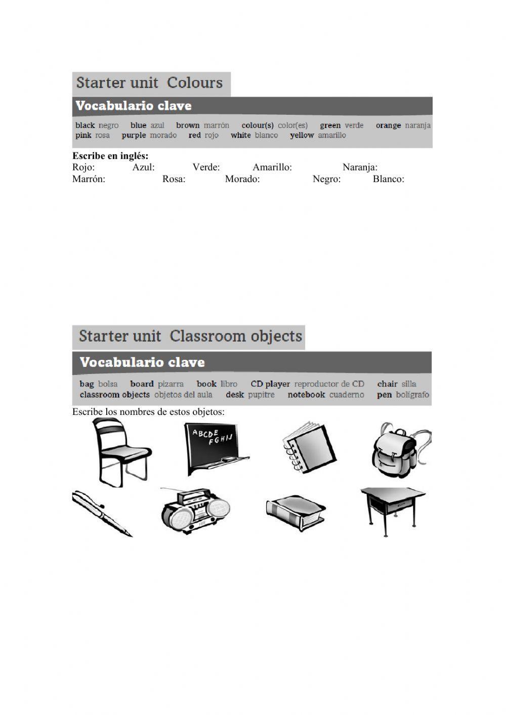 Level 1. Starter Unit. Ficha 1. 244494 | Miauladeapoyo