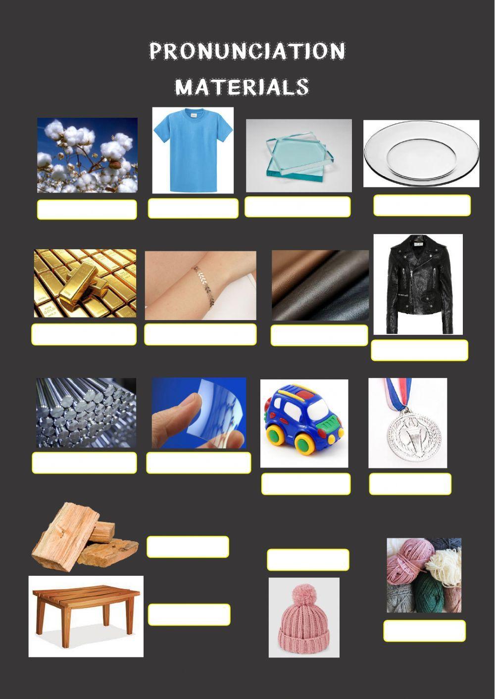 Materials, pronunciation worksheet | Live Worksheets