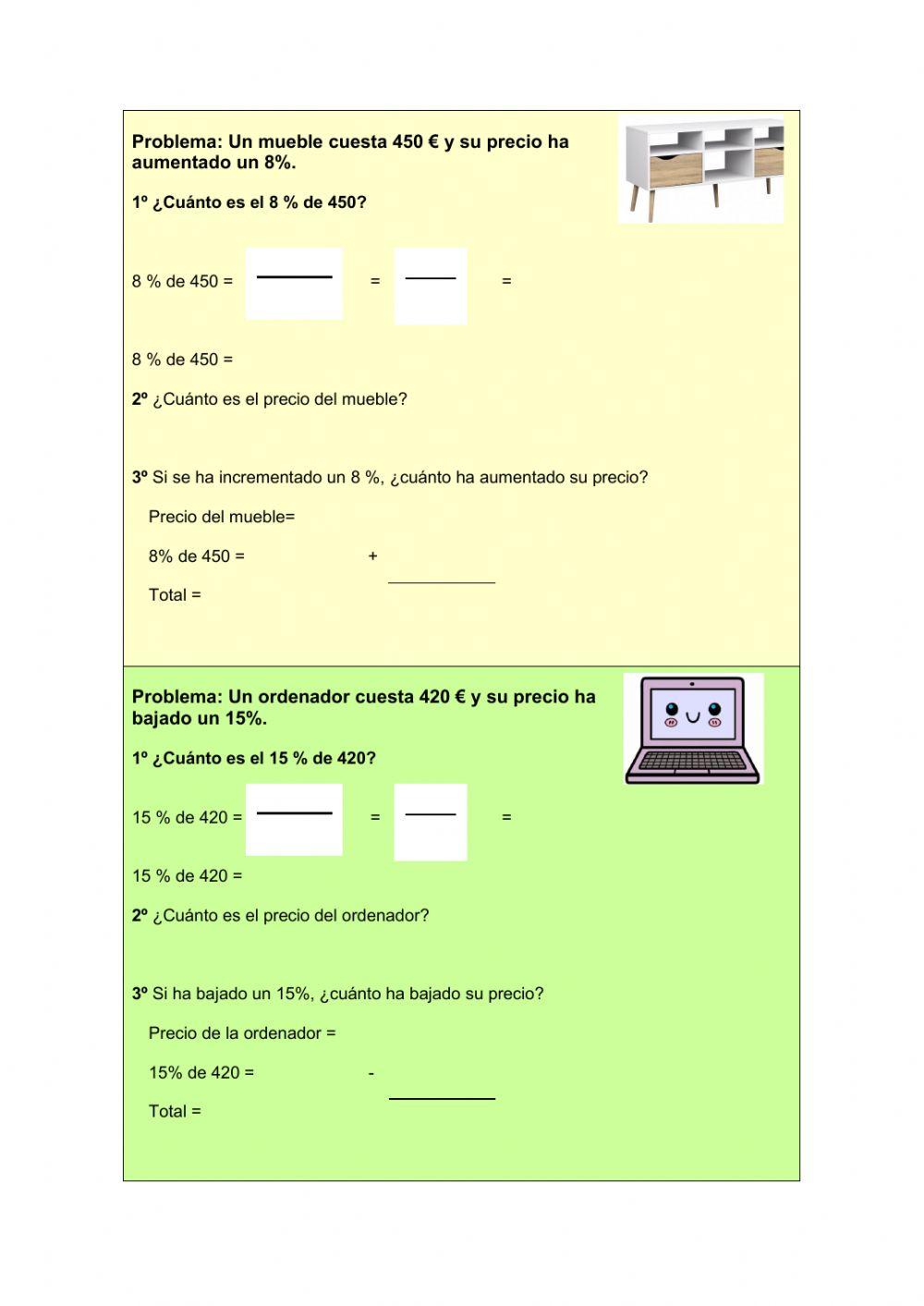 Porcentajes matematicas interactive worksheet | Live Worksheets