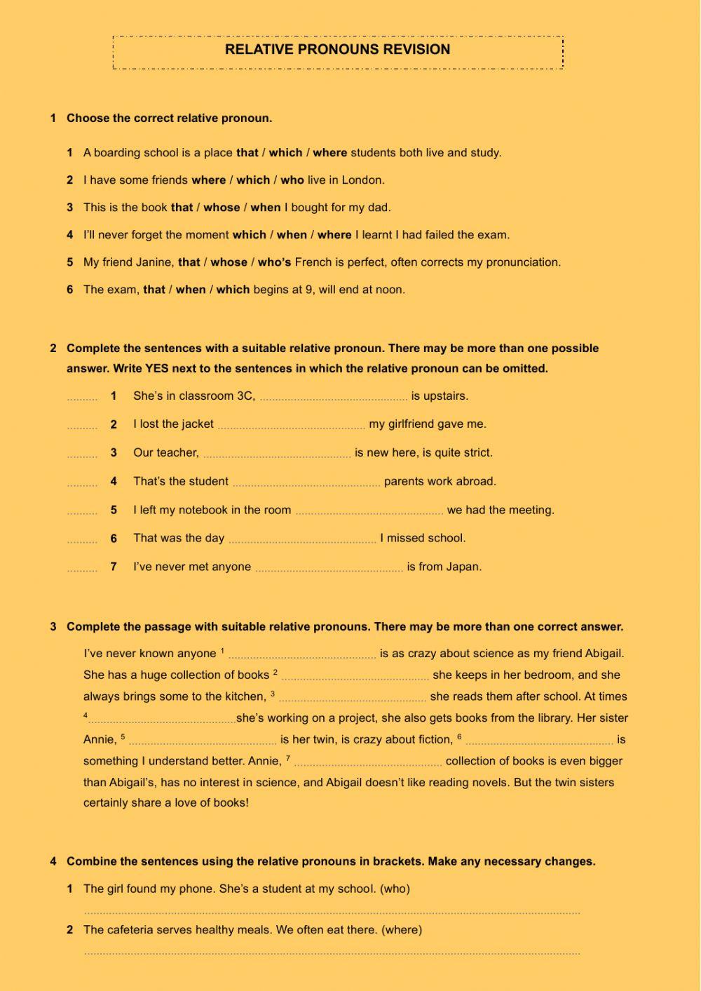 Relative pronou… | Free Interactive Worksheets | 2246107