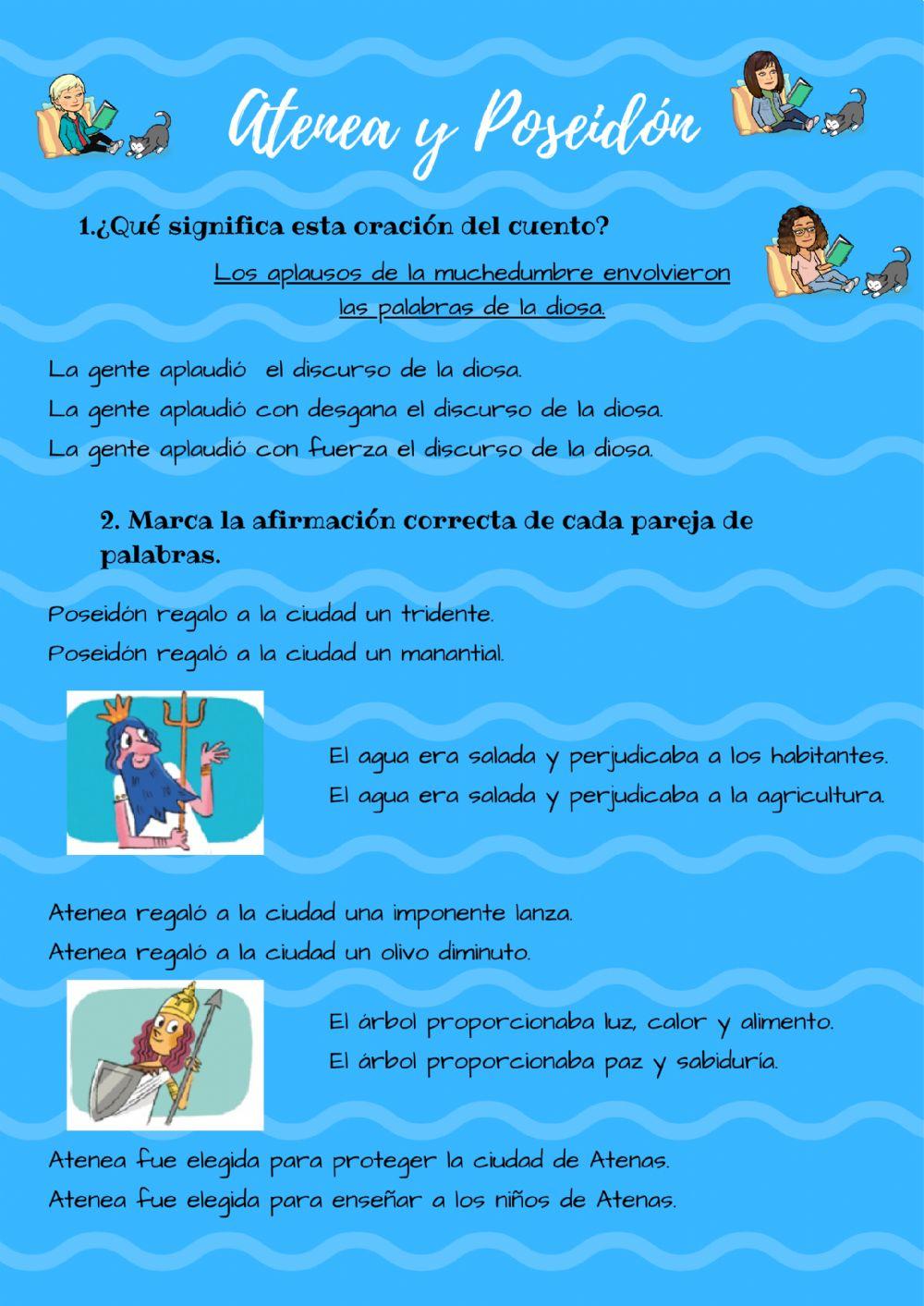 Atenea y poseidón worksheet | Live Worksheets
