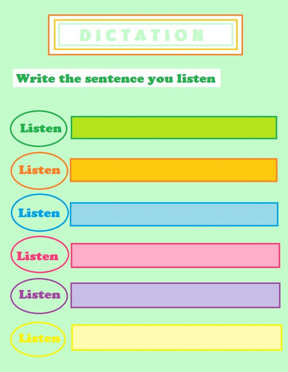 Dictation 5th worksheet | Live Worksheets