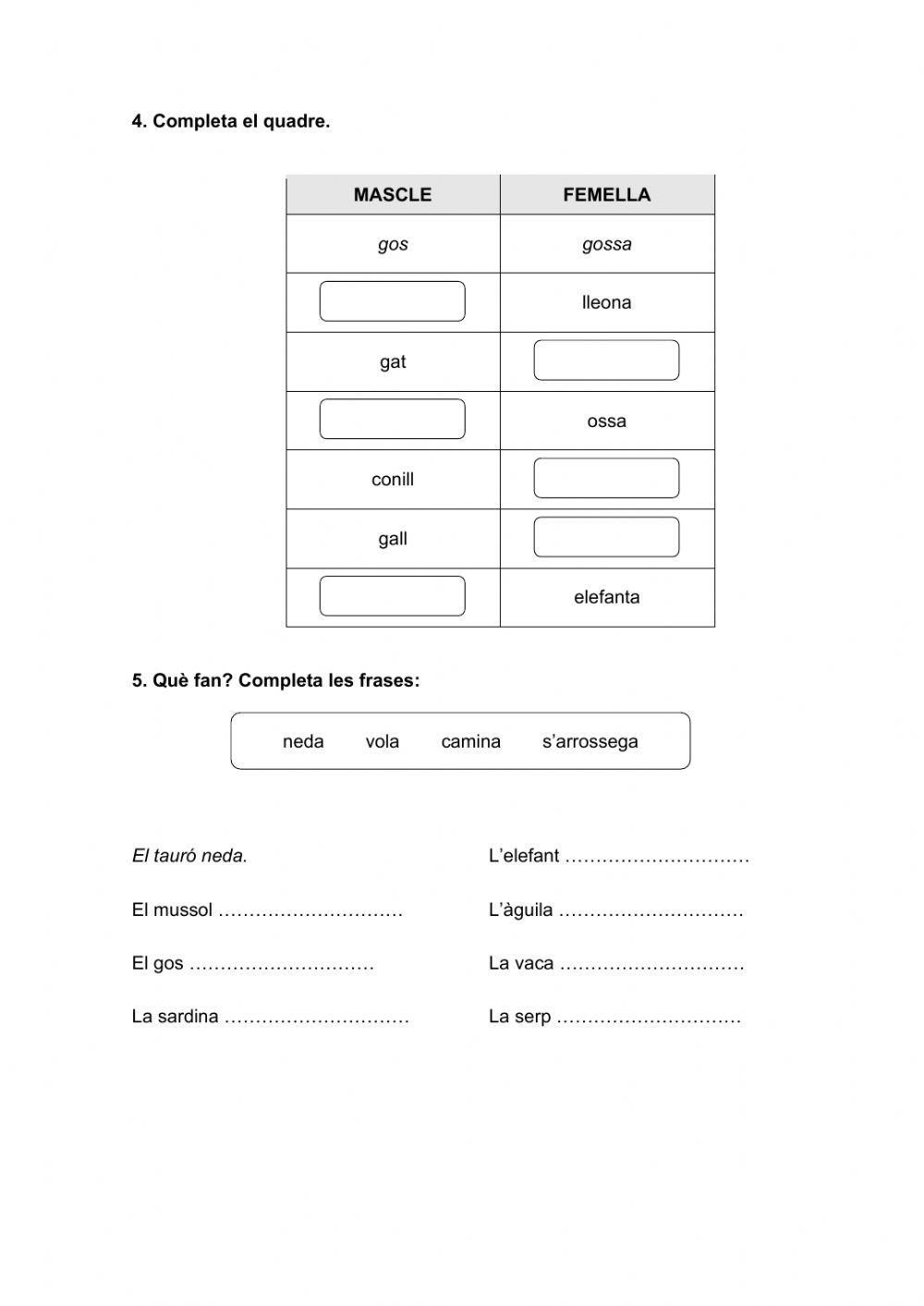 Els animals | Free Interactive Worksheets | 246005