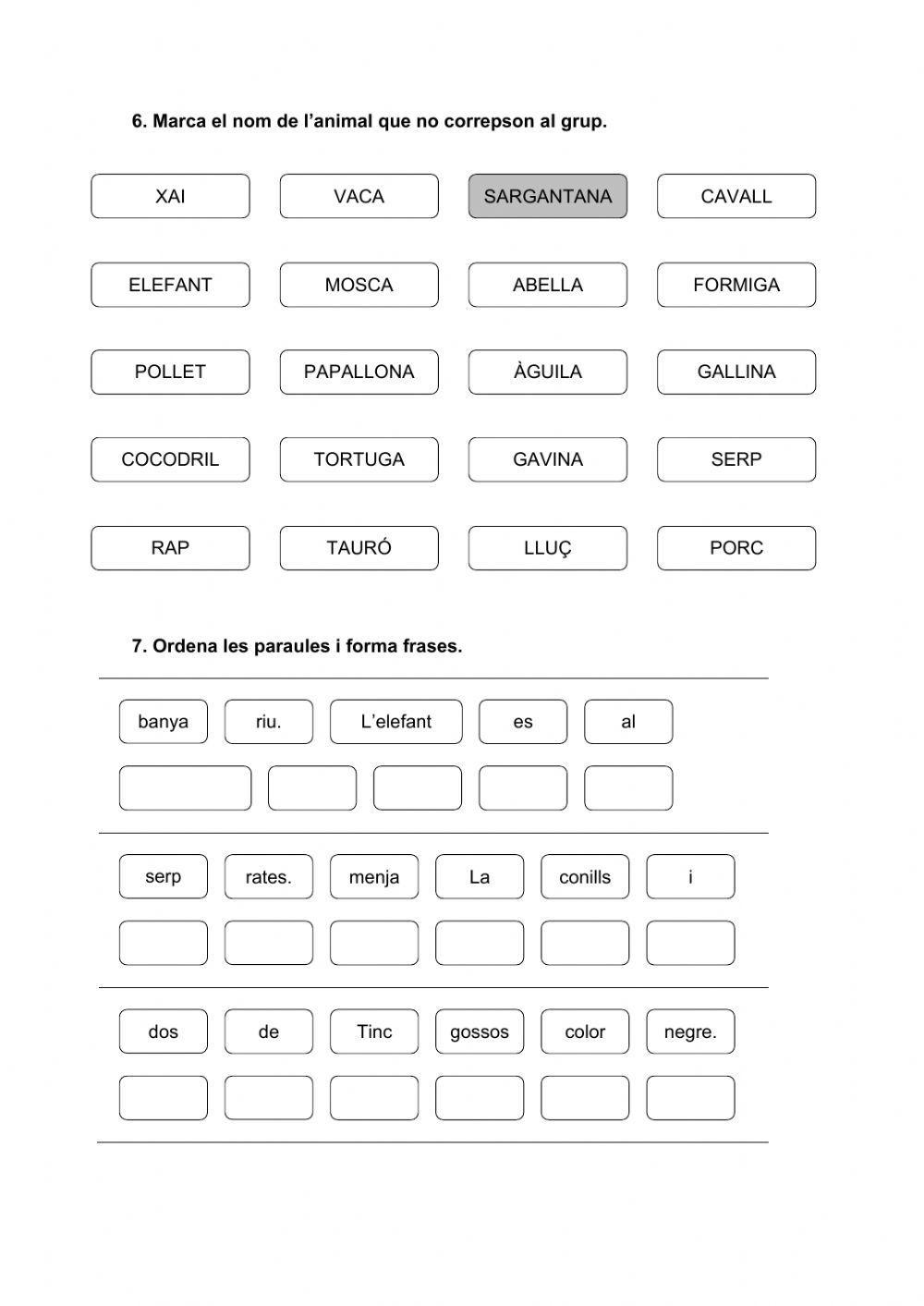 Els animals | Free Interactive Worksheets | 246005
