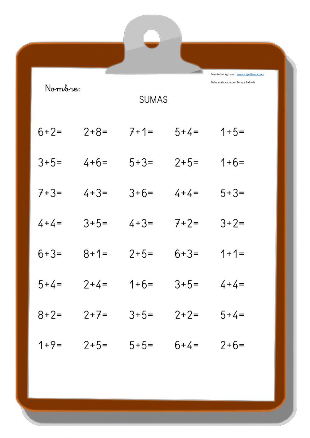 Sumas en horizontal | LiveWorksheets | 246023