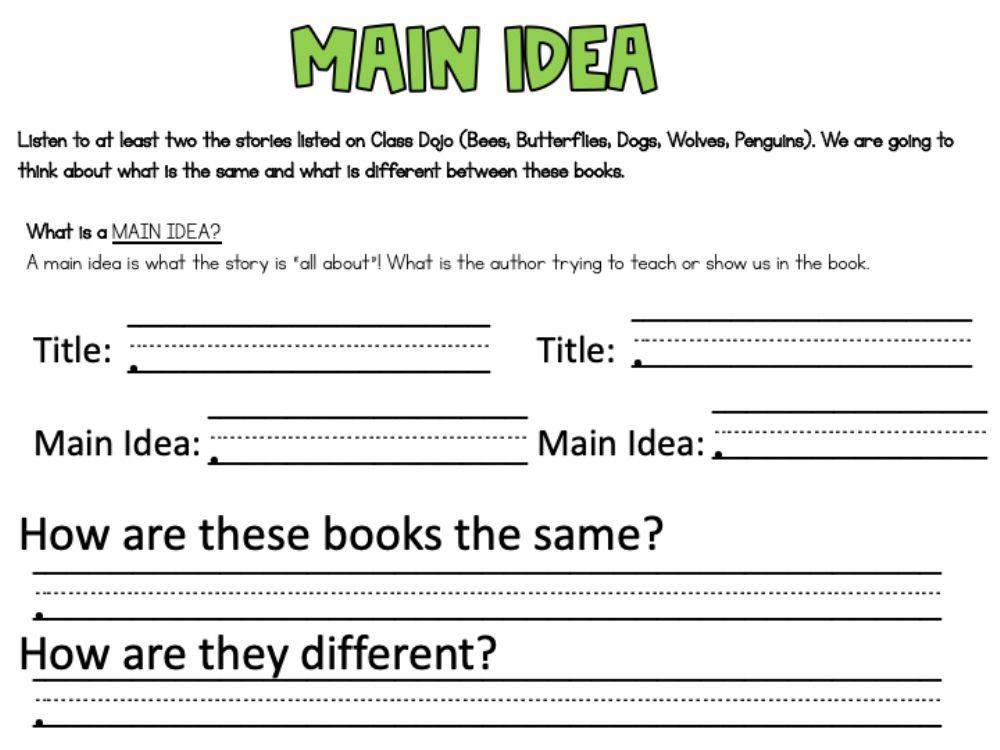 Main Idea exercise | Live Worksheets