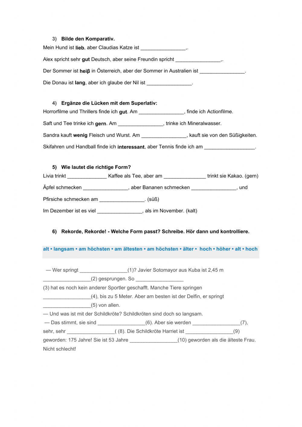 246496 | Übungen: Steigerung der Adjektive | Rute