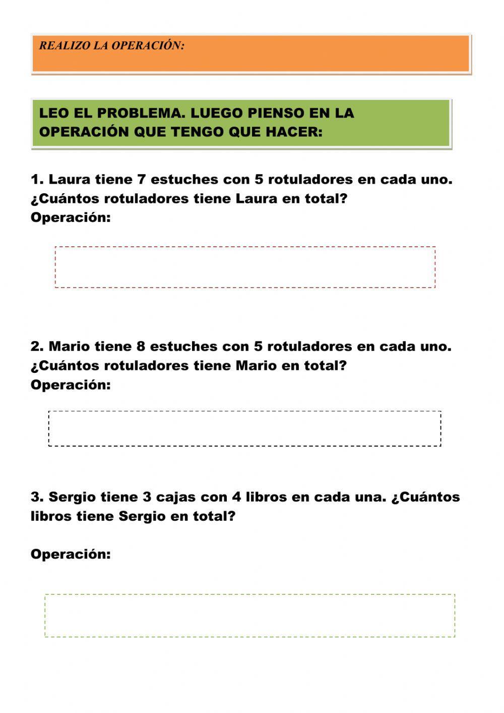 Realiza la operación. oaoa worksheet | Live Worksheets