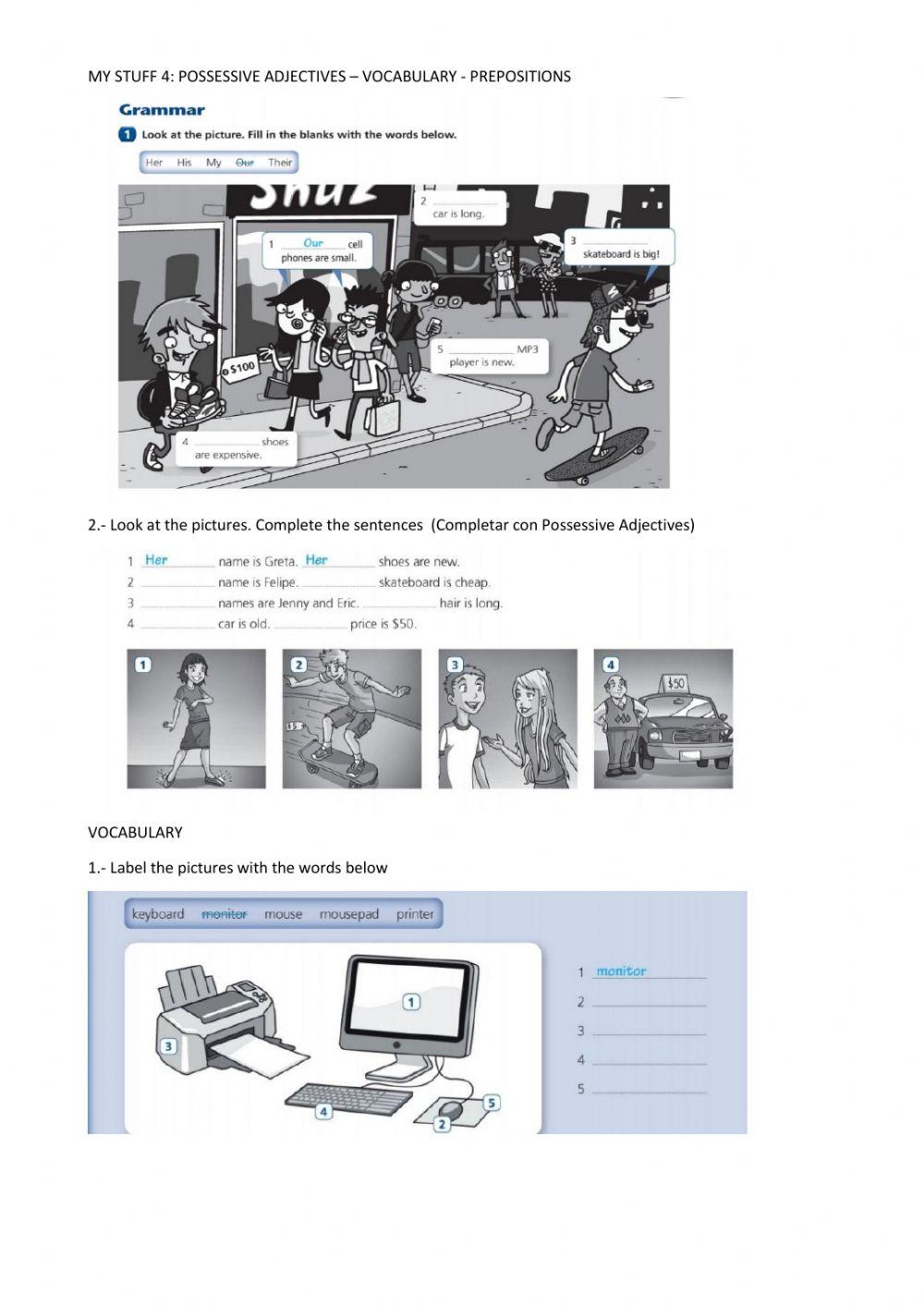 My stuff exercise | Live Worksheets
