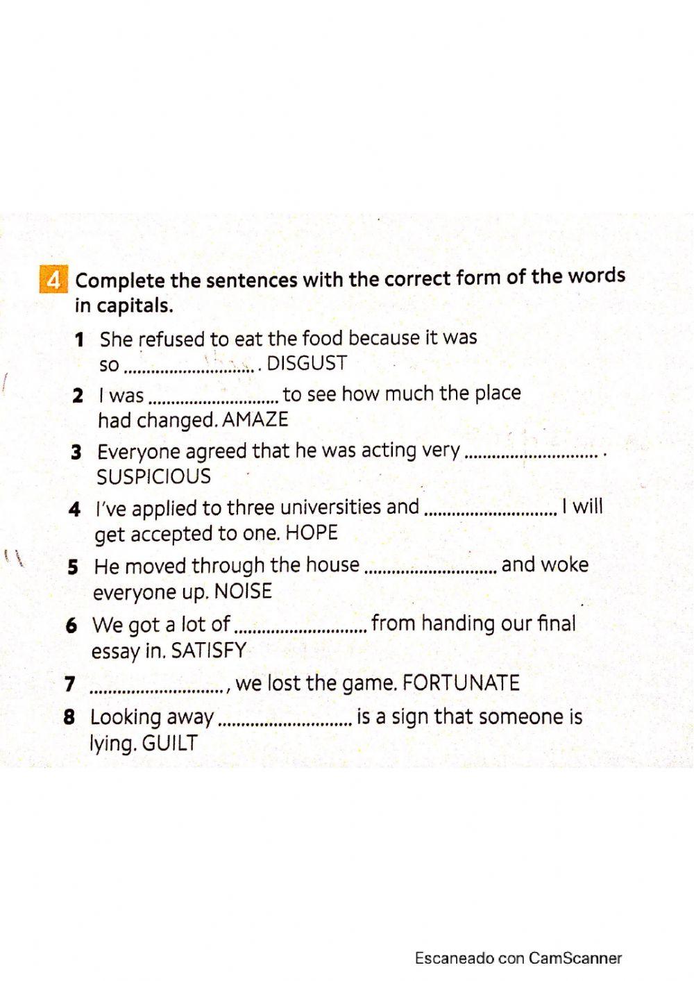 Use of English Unit check WB worksheet | Live Worksheets