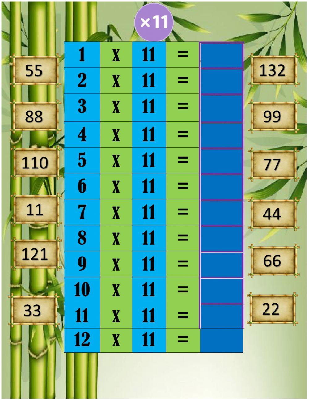 Times 11 worksheet | Live Worksheets