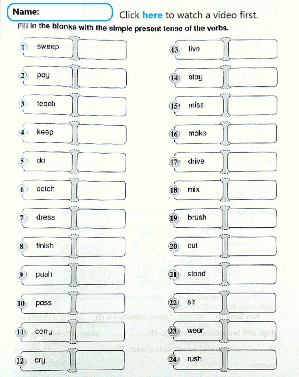 Grammar - Simple Present Tense (1) worksheet | Live Worksheets