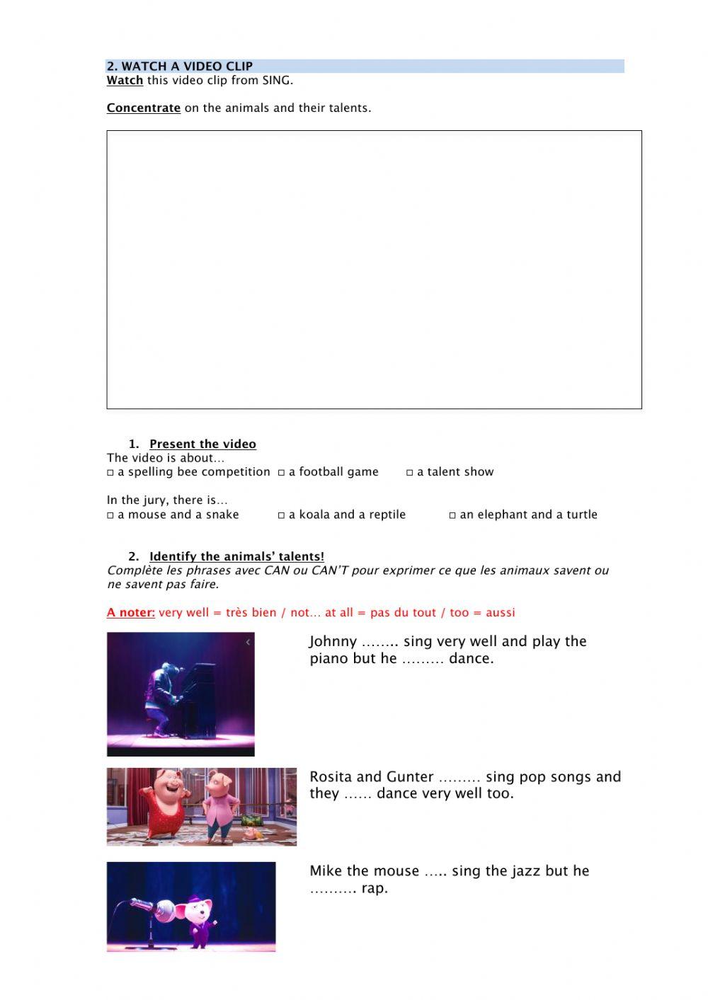 SING - Talent s… | Free Interactive Worksheets | 266947