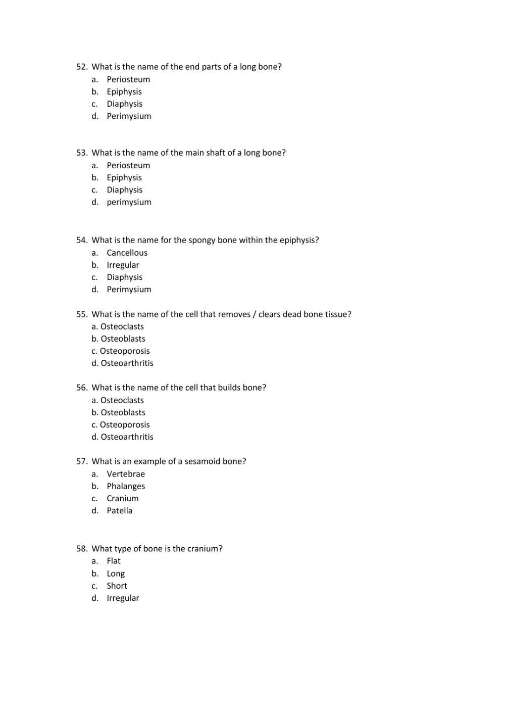 Level 2 Skeleton and Joints MCQs online exercise for | Live Worksheets