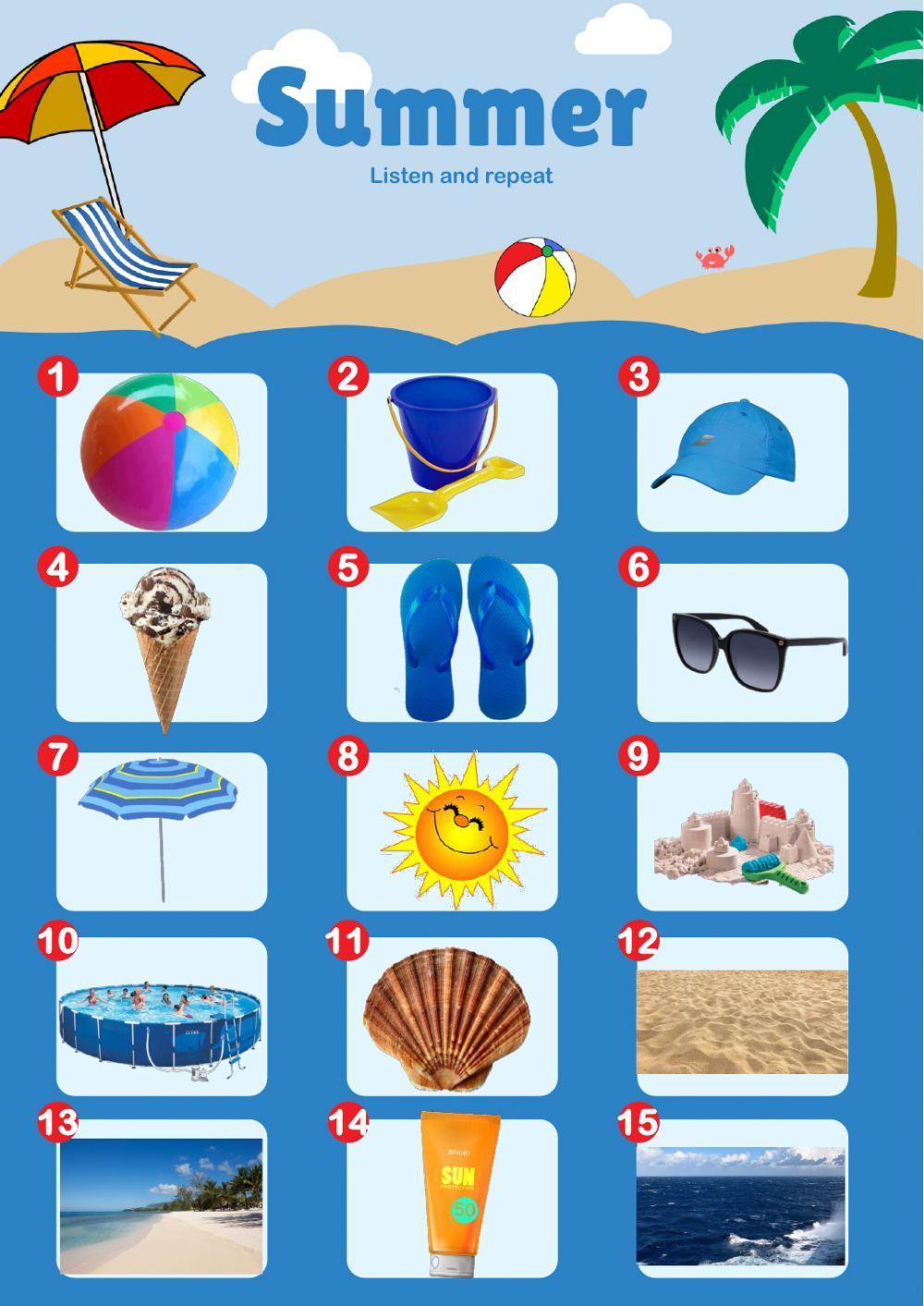 Summer vocabula… | Free Interactive Worksheets | 267580