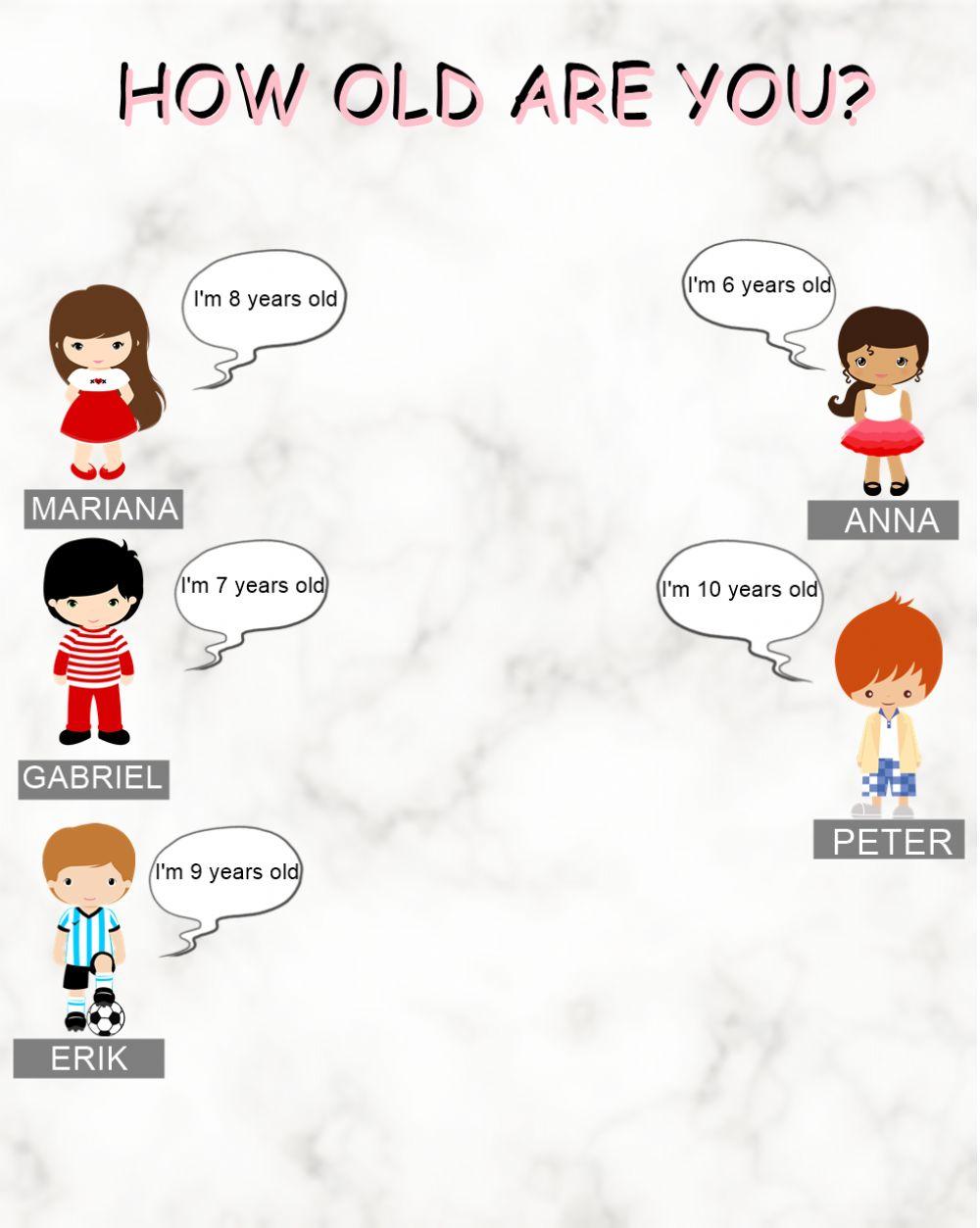 How old are you? online pdf worksheet | Live Worksheets