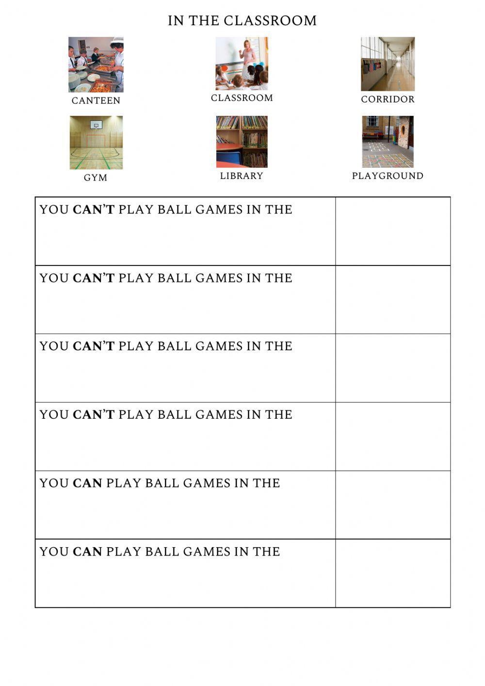 In the classroom interactive activity | Live Worksheets