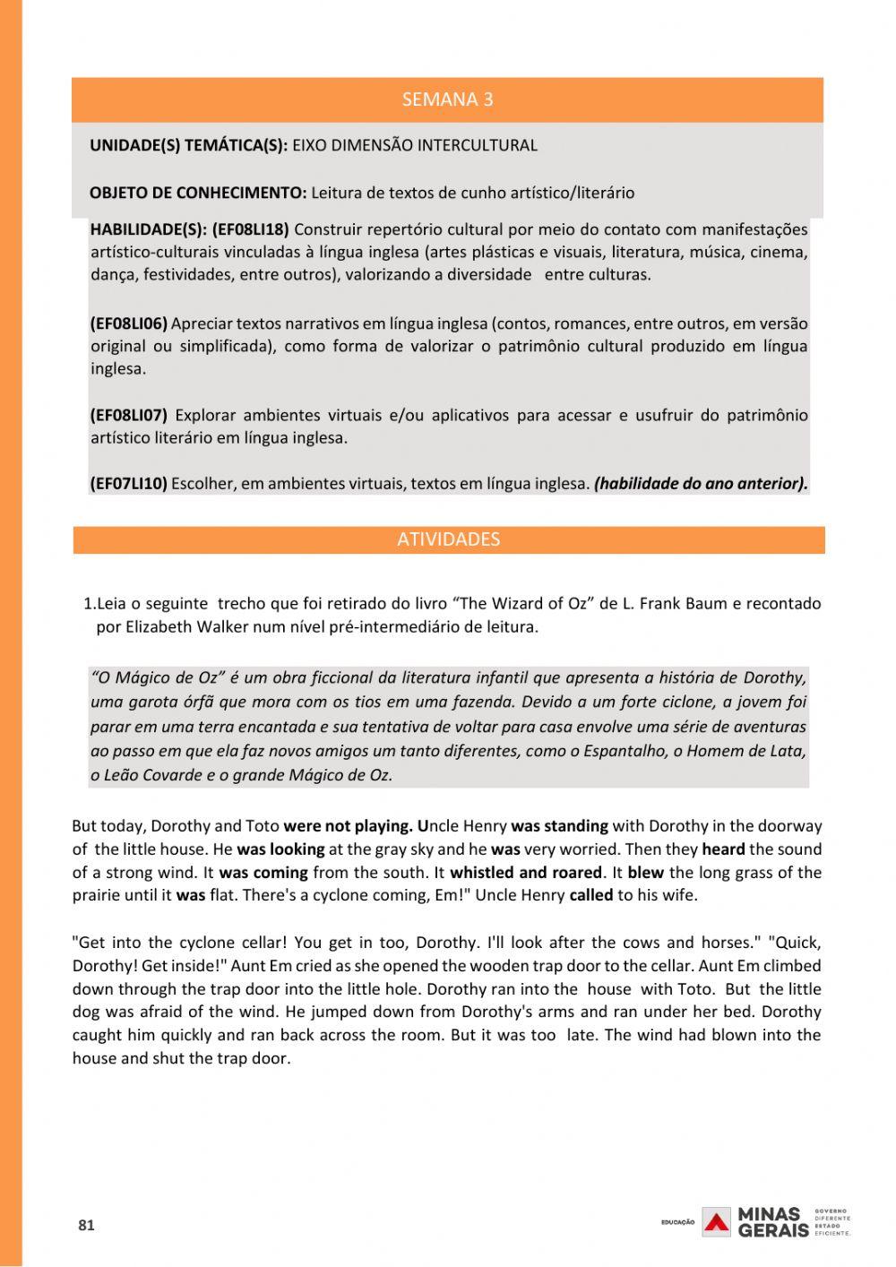 8th Grade English Class Part I Week III worksheet | Live Worksheets