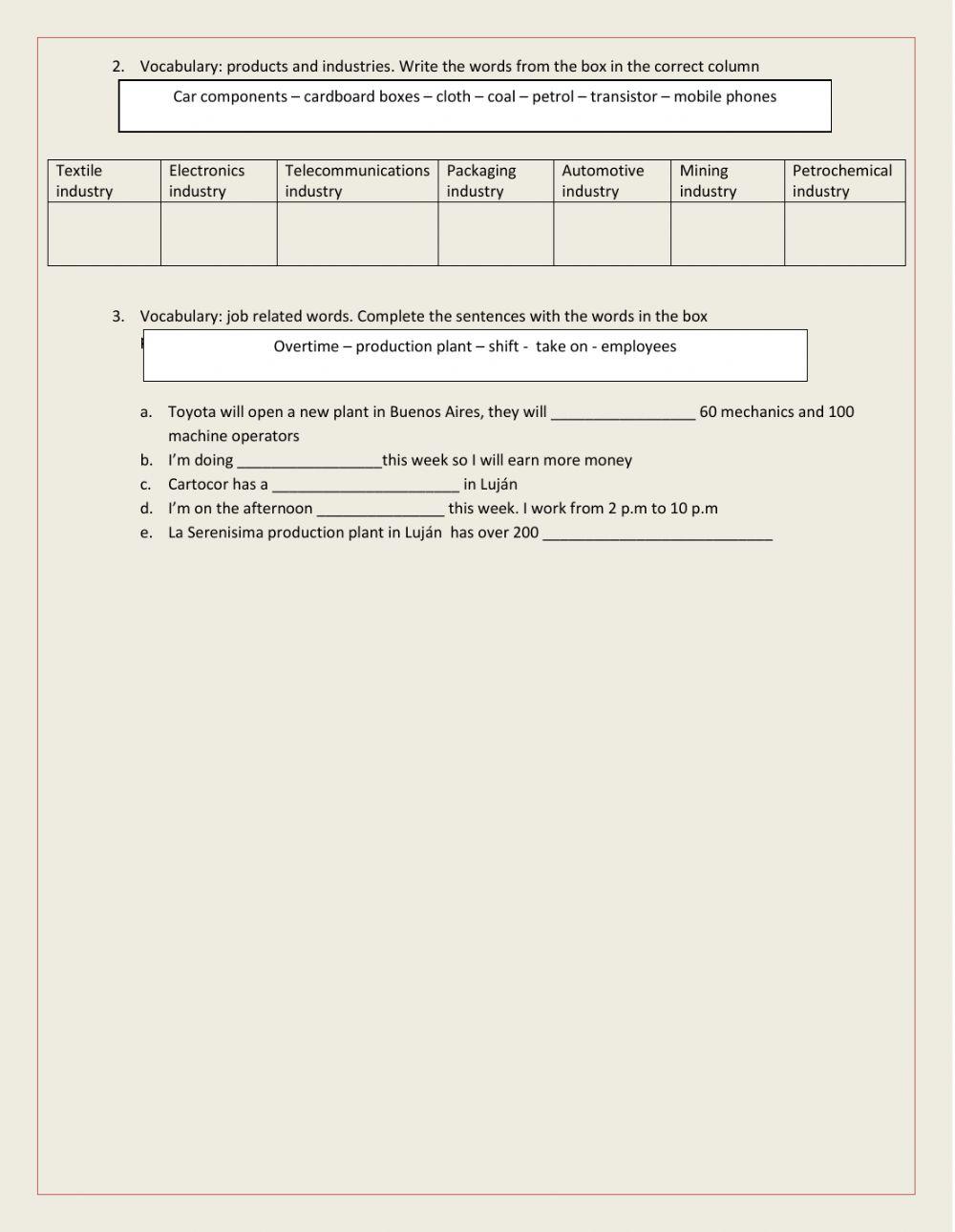 Industry | Free Interactive Worksheets | 268493