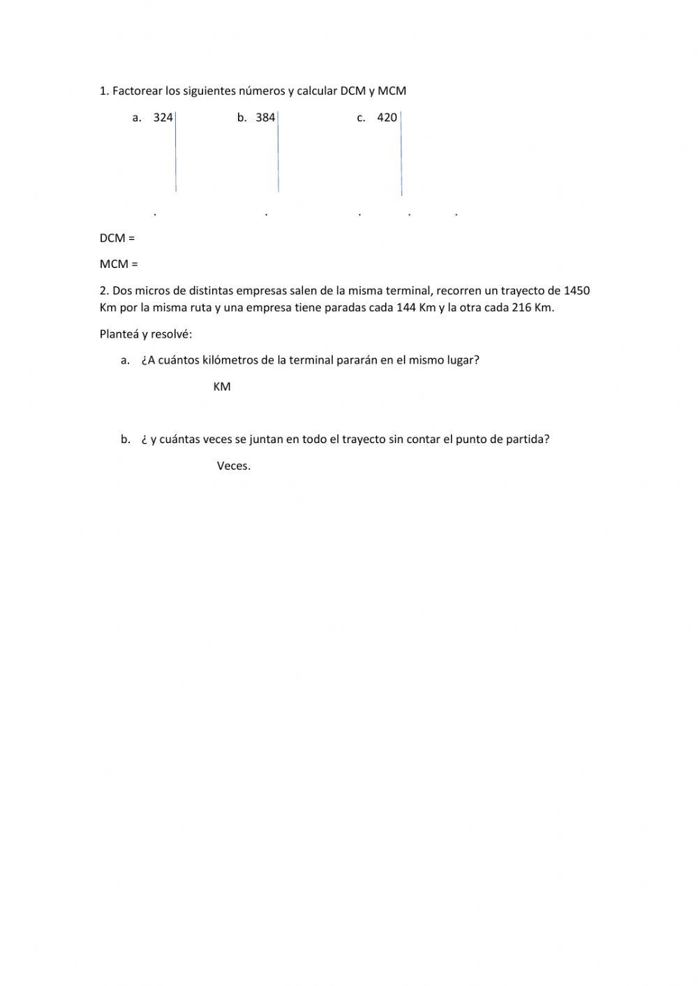 MCM Y DCM 11 de junio worksheet | Live Worksheets