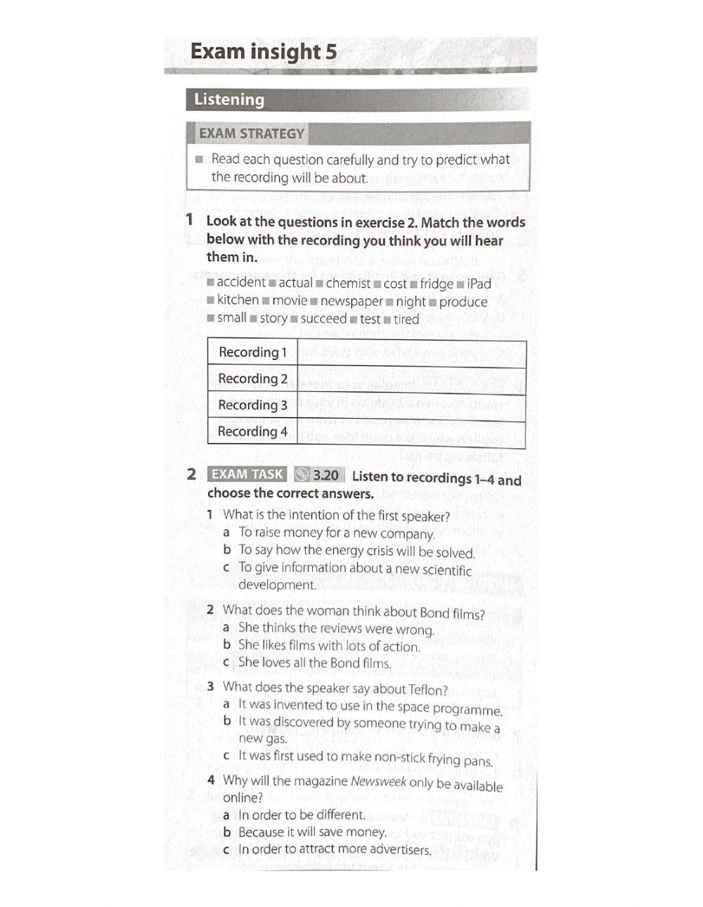 Listening.Exam practice. worksheet | Live Worksheets