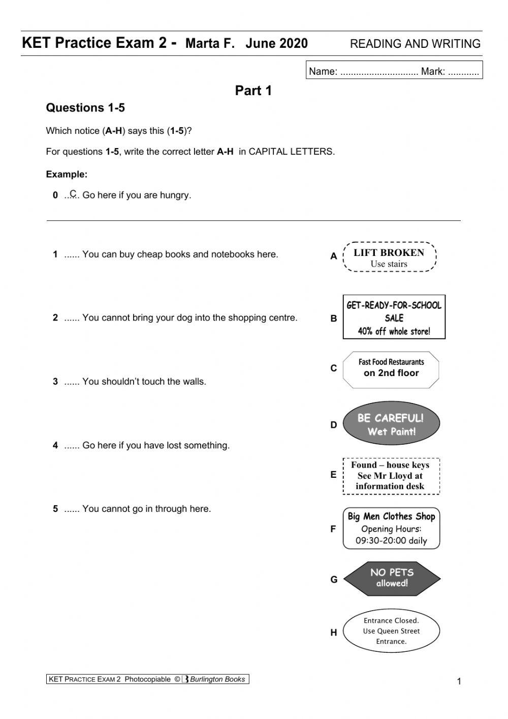 KET - EXAM PRAC… | Free Interactive Worksheets | 5819714