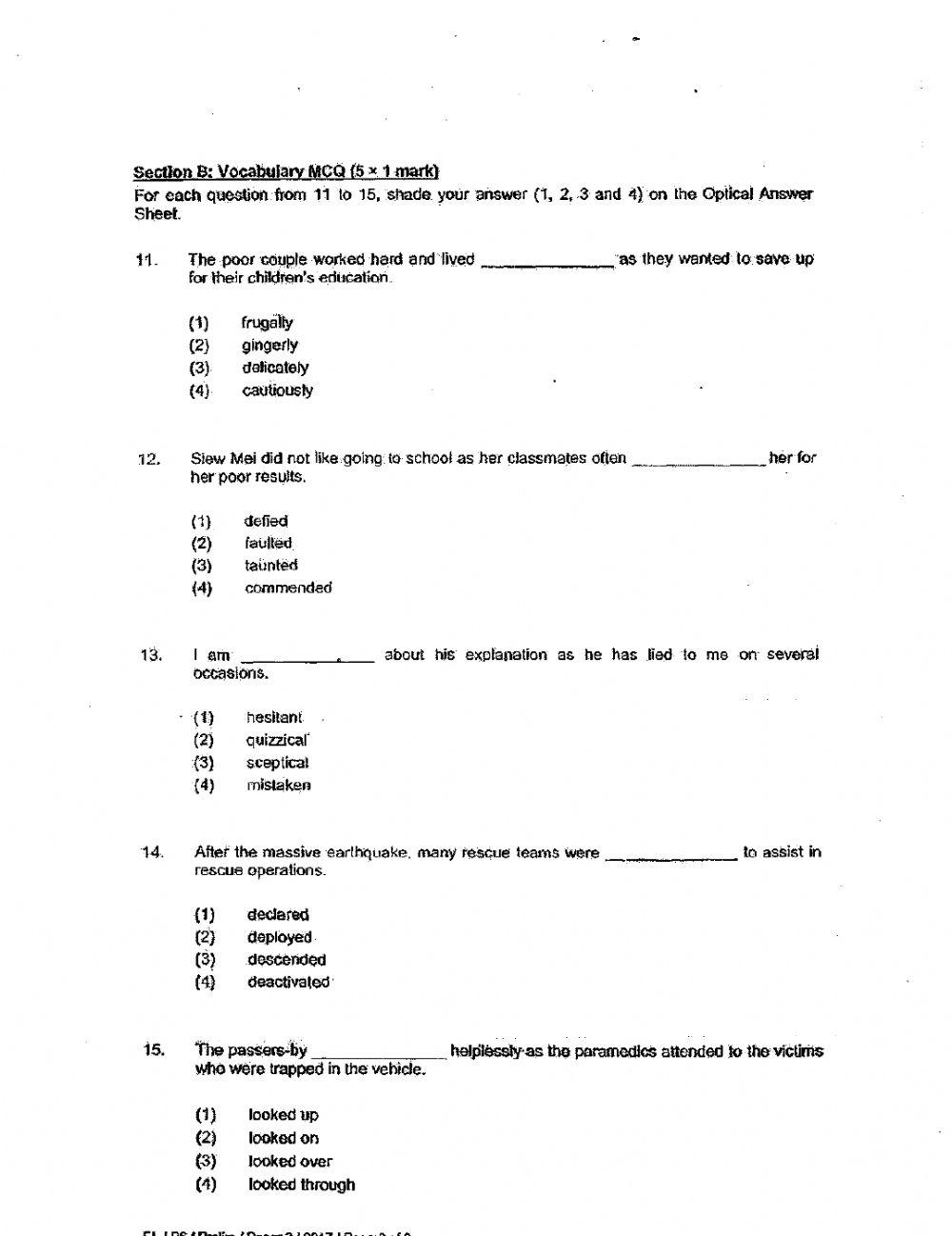 P6 Vocabulary MCQ and Cloze 5819843 | edu|Kate