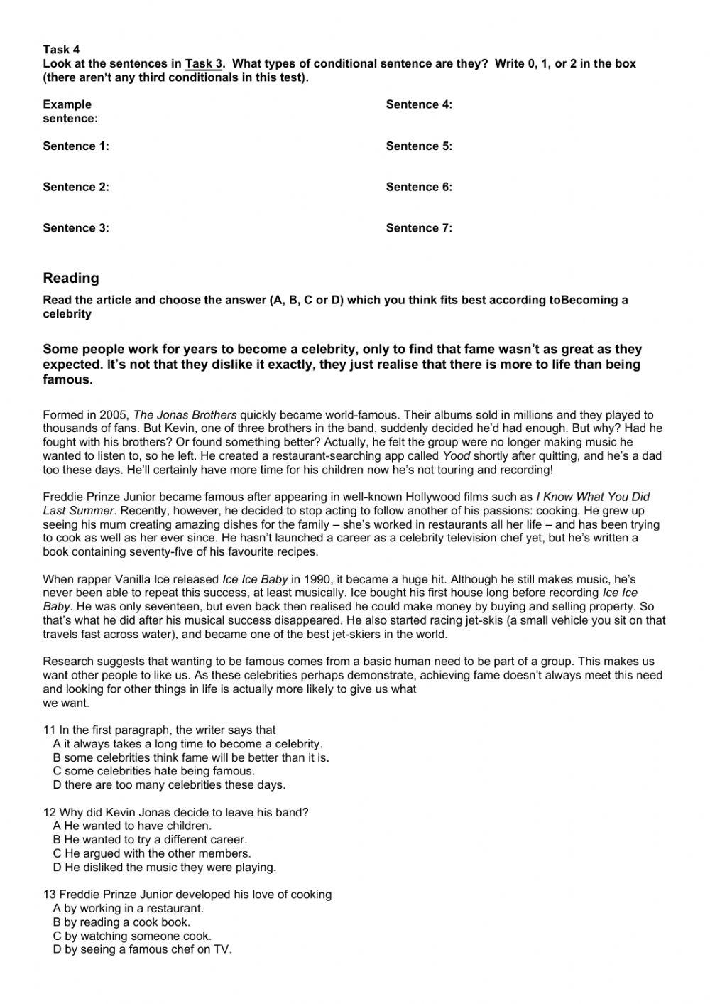 PET Unit 5 Mini-Test 268952 | Dave Bonner | Live