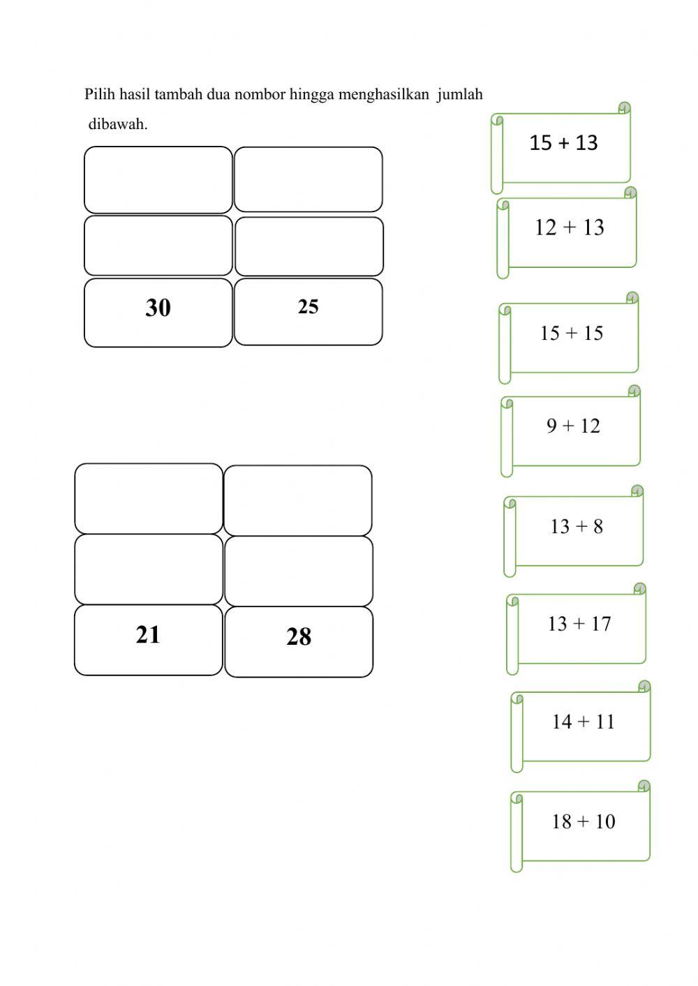 Tambah interactive worksheet | Live Worksheets