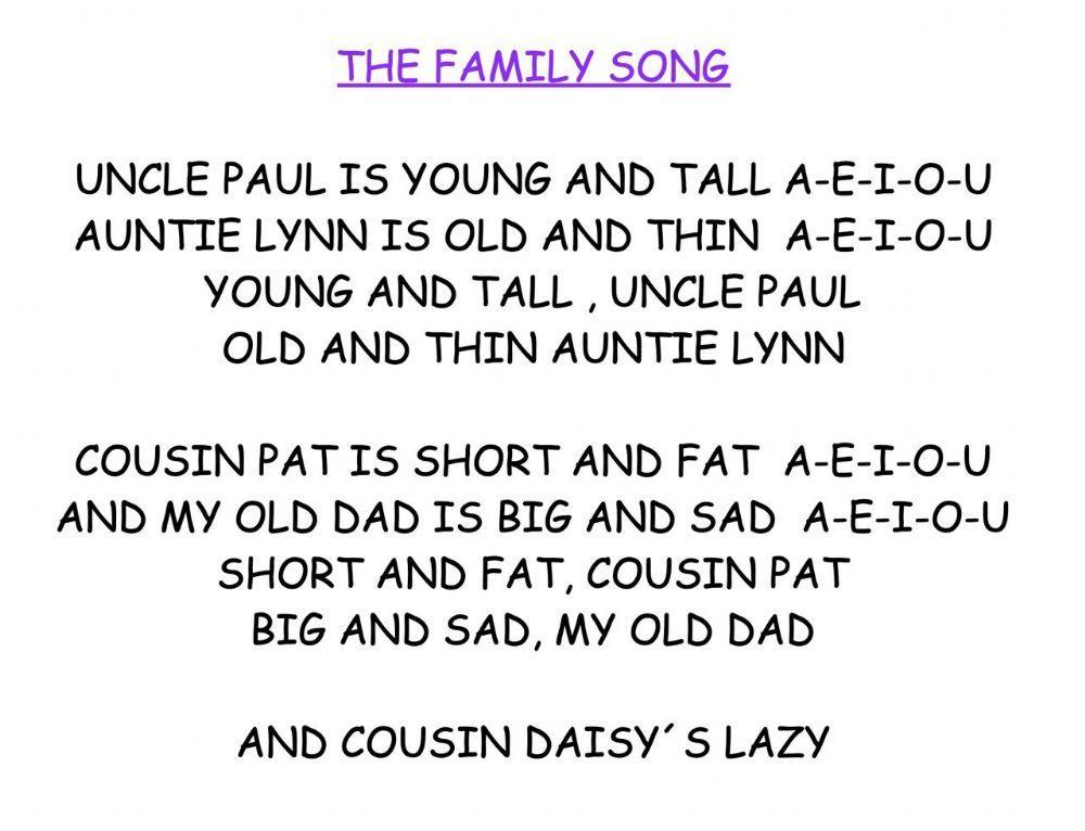 Family Song | Live Worksheets