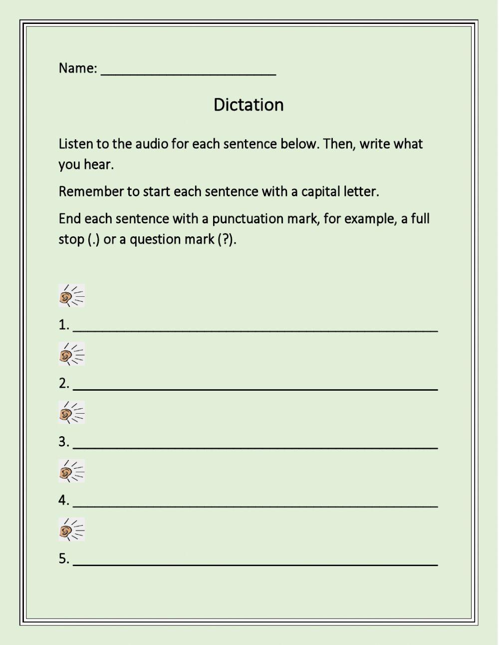 Dictation Sente… | Free Interactive Worksheets | 269714