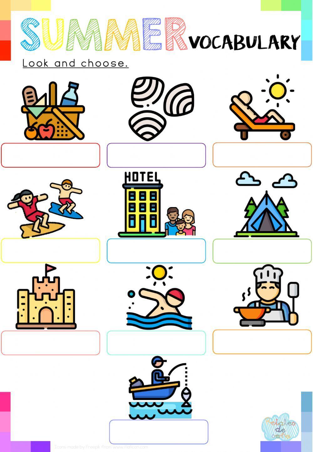 Look and choose: Summer worksheet | Live Worksheets