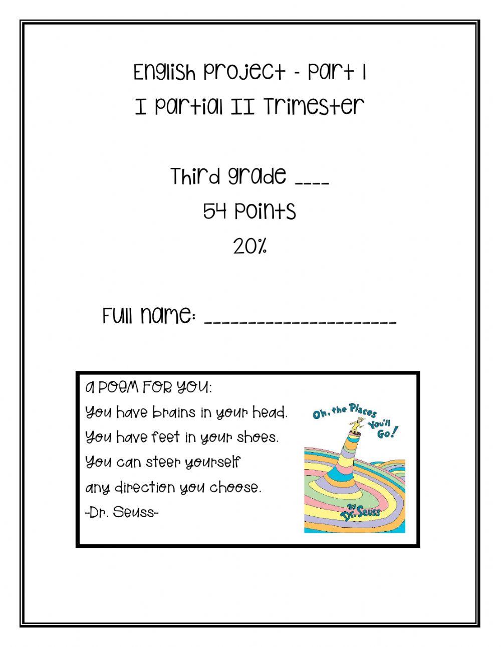 I Partial Project (II Trimester) - Part 1 worksheet | Live Worksheets