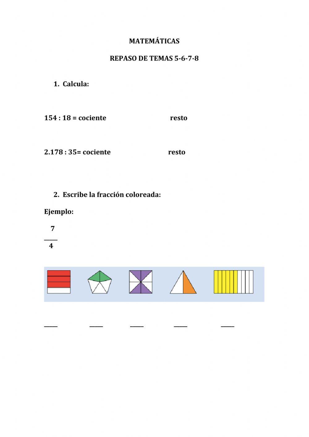 Matematicas interactive exercise for 4 | Live Worksheets
