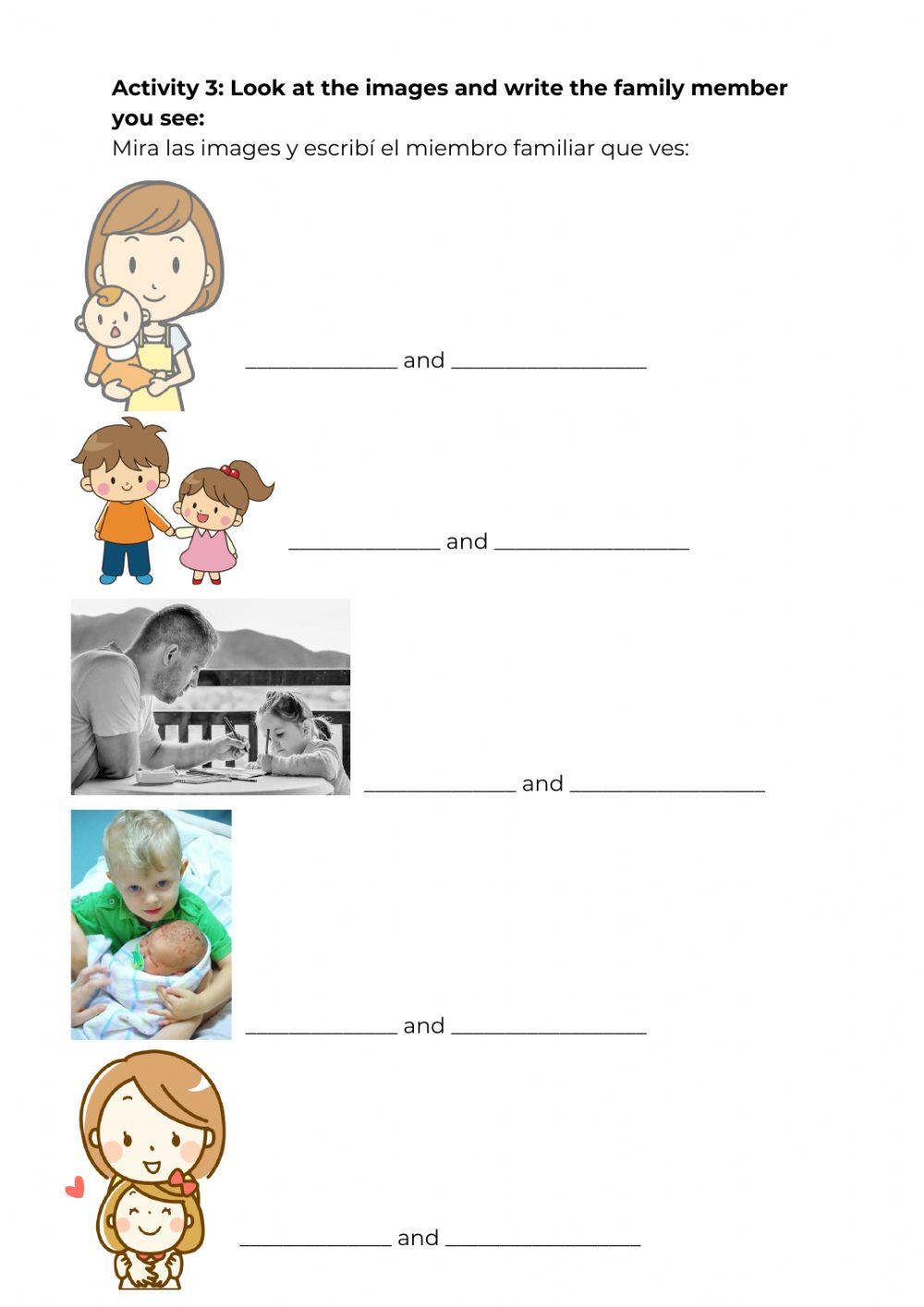 Family online exercise for kinder | Live Worksheets