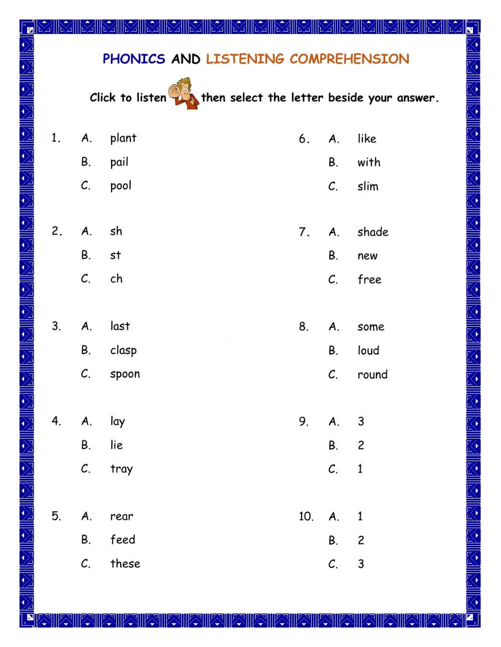 Listening online exercise for Grade 3 | Live Worksheets