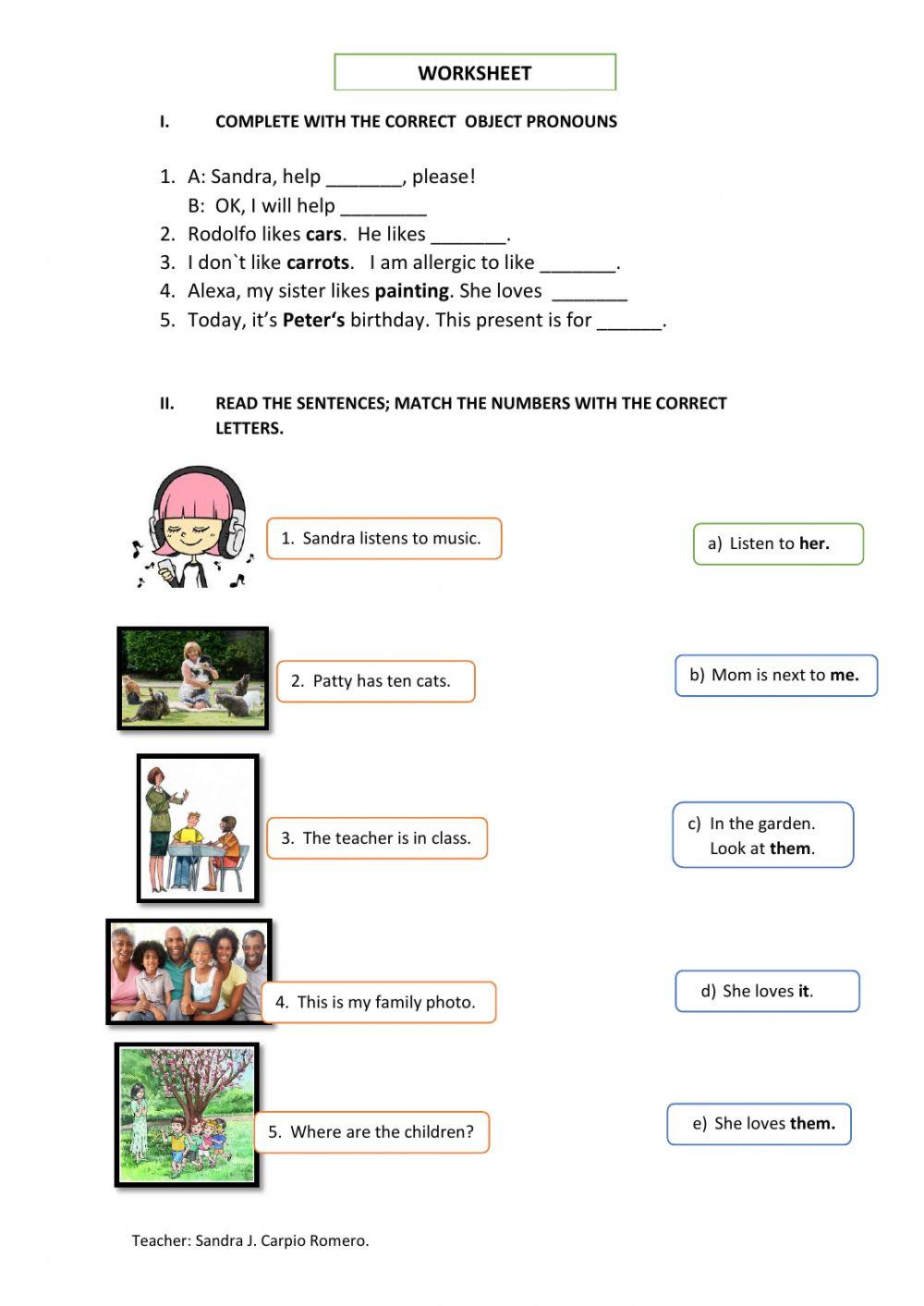 Object pronouns 270320 | 42769096 | Live Worksheets