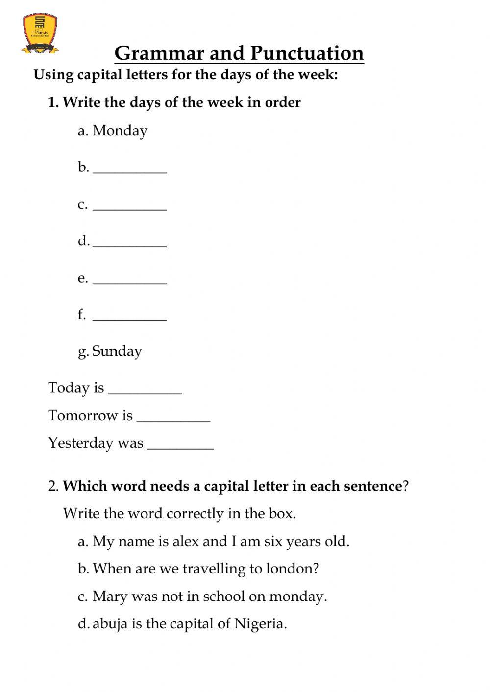 Test online exercise for Year 1 | Live Worksheets