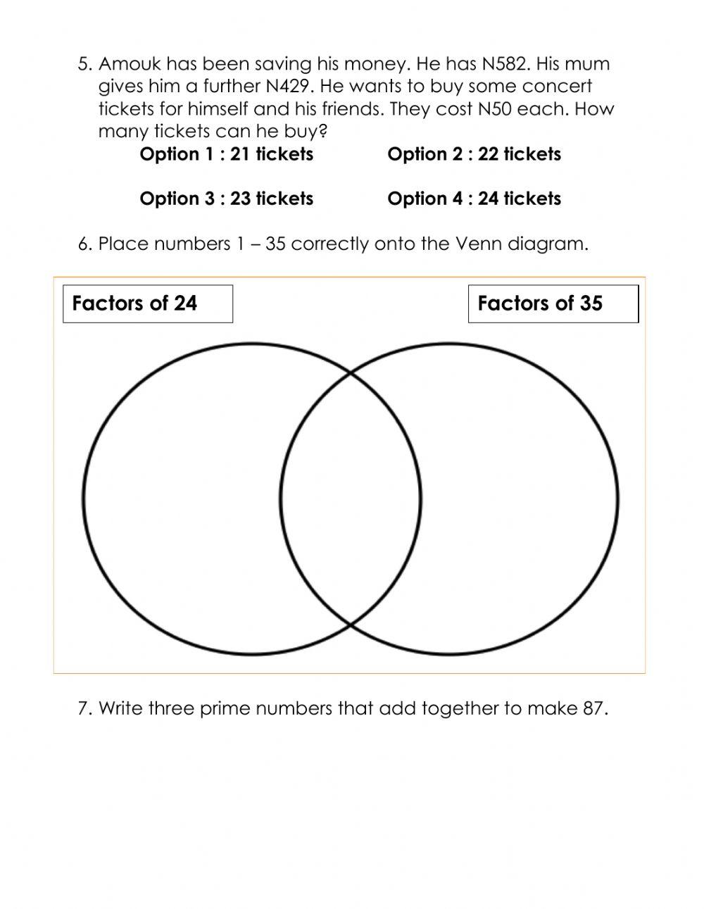 Year 5 Test worksheet | Live Worksheets