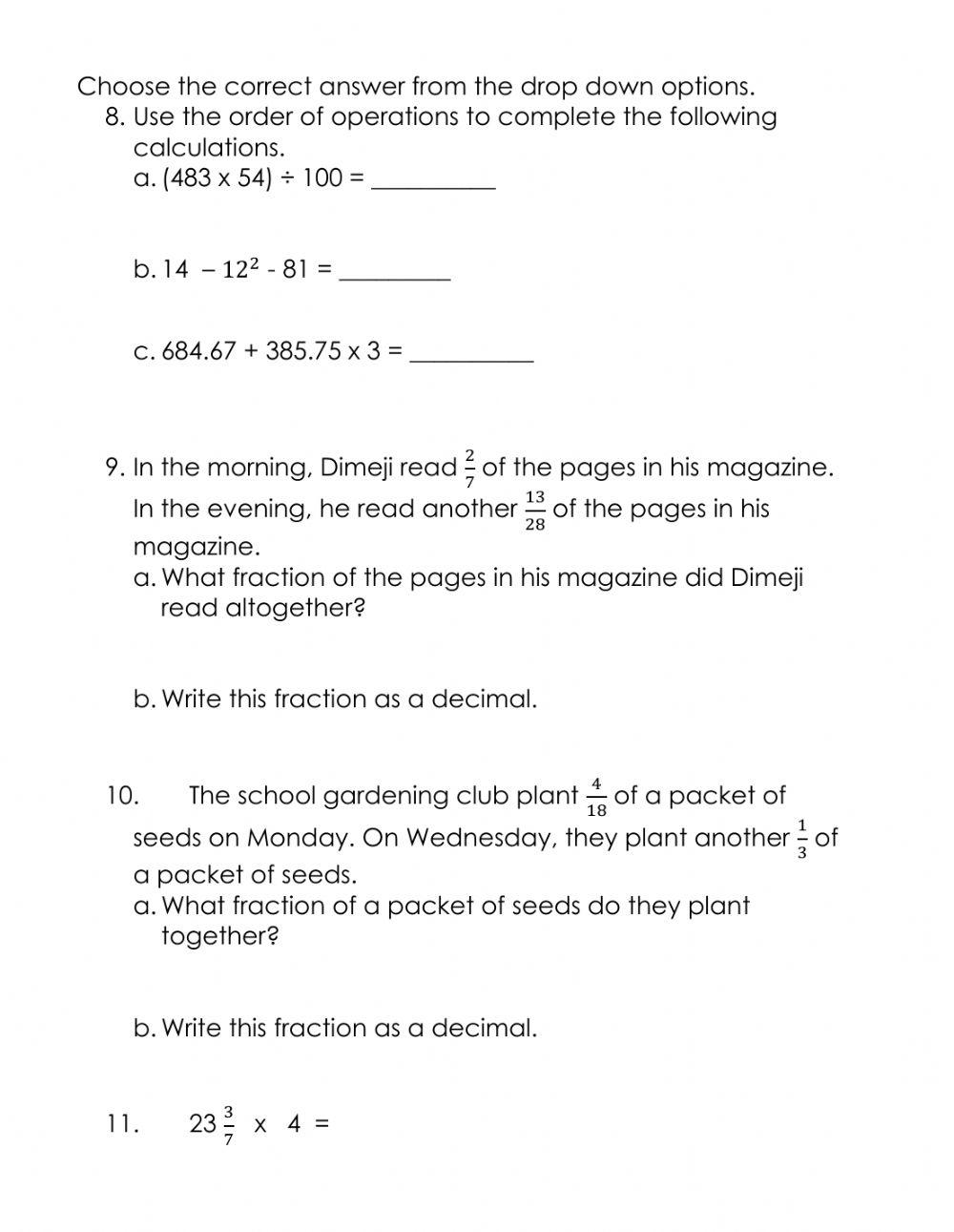 Year 5 Test worksheet | Live Worksheets